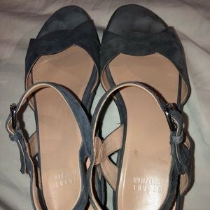 Stuart Weitzman | Shoes | Stuart Weitzman Lovely Blue Suede 3 Sandals ...